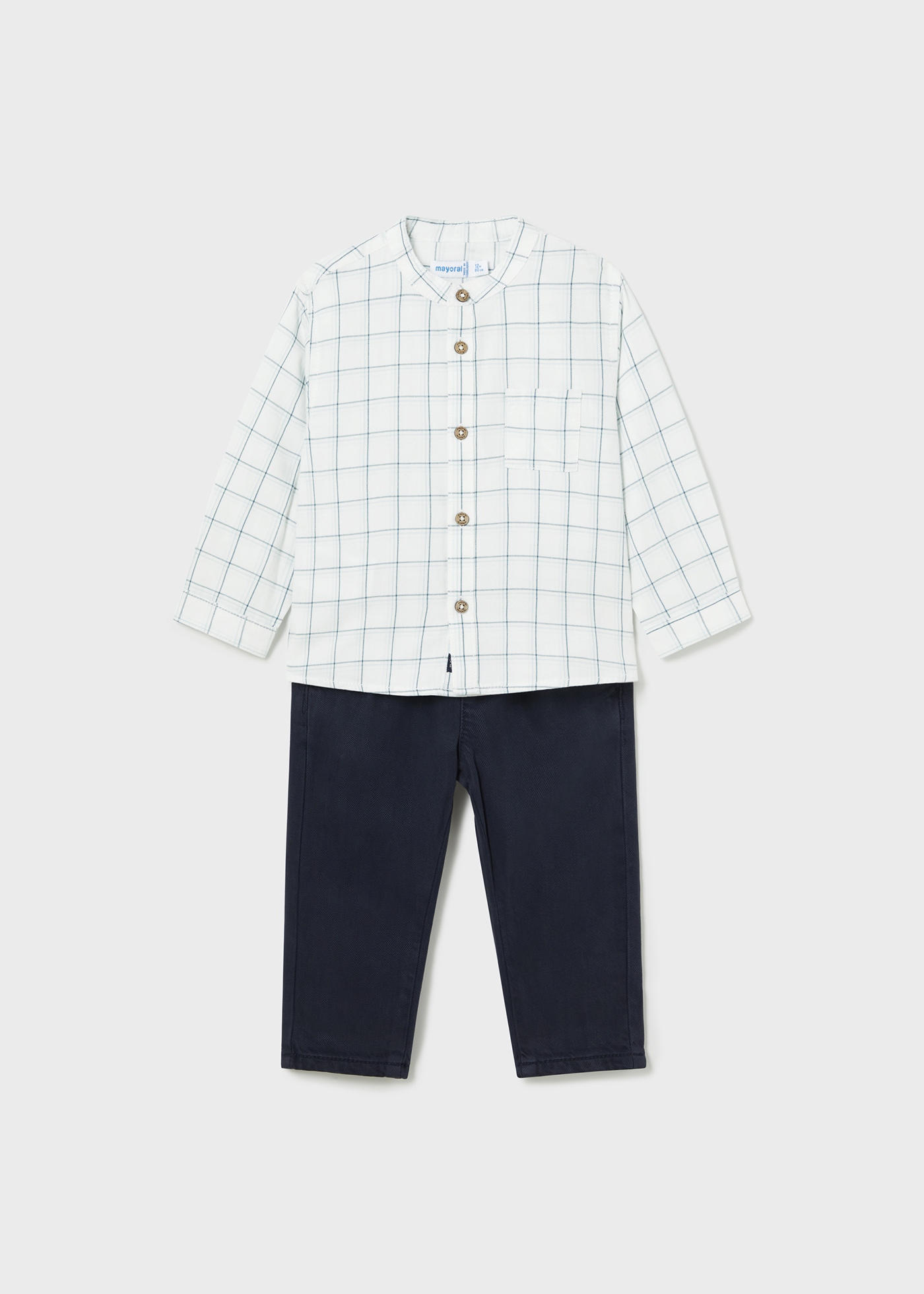 Baby Check Shirt and Pants Set Navy blue | Mayoral
