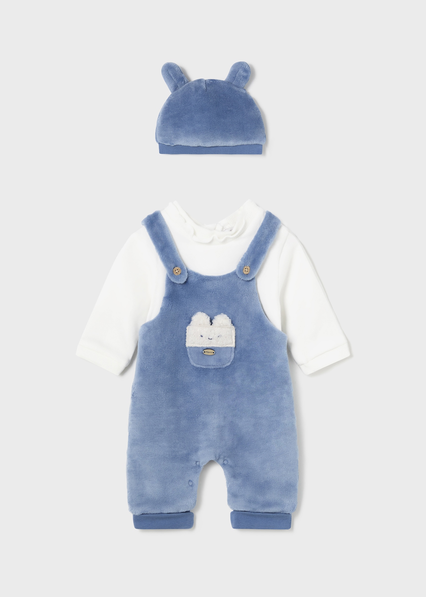 Newborn One-Piece and Hat with Ears Mid blue | Mayoral