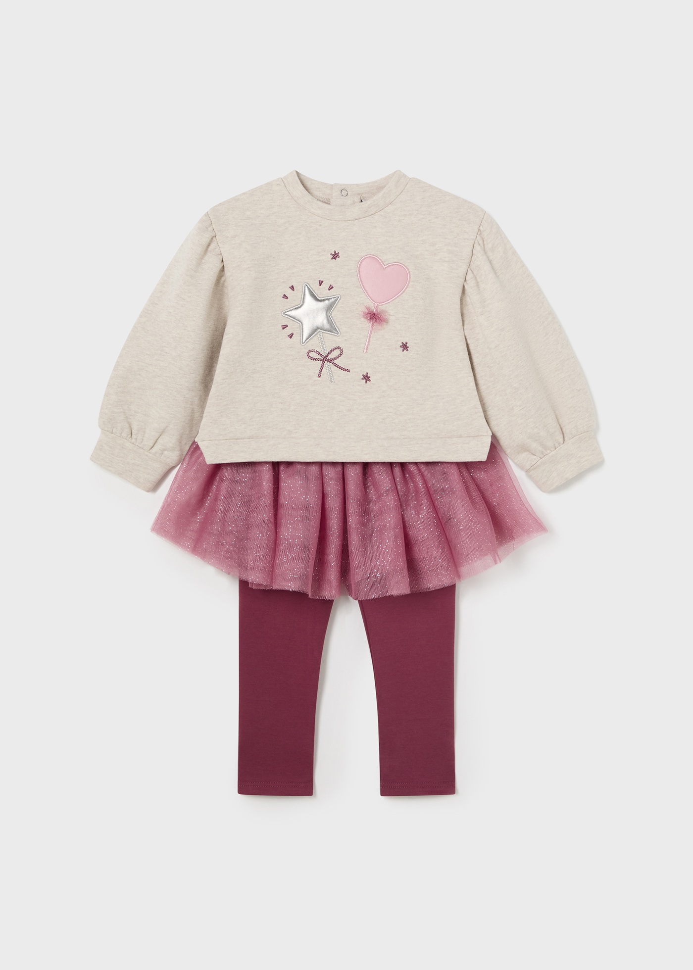 Conjunto legging tutú y sudadera bebé Piedra vigoré | Mayoral
