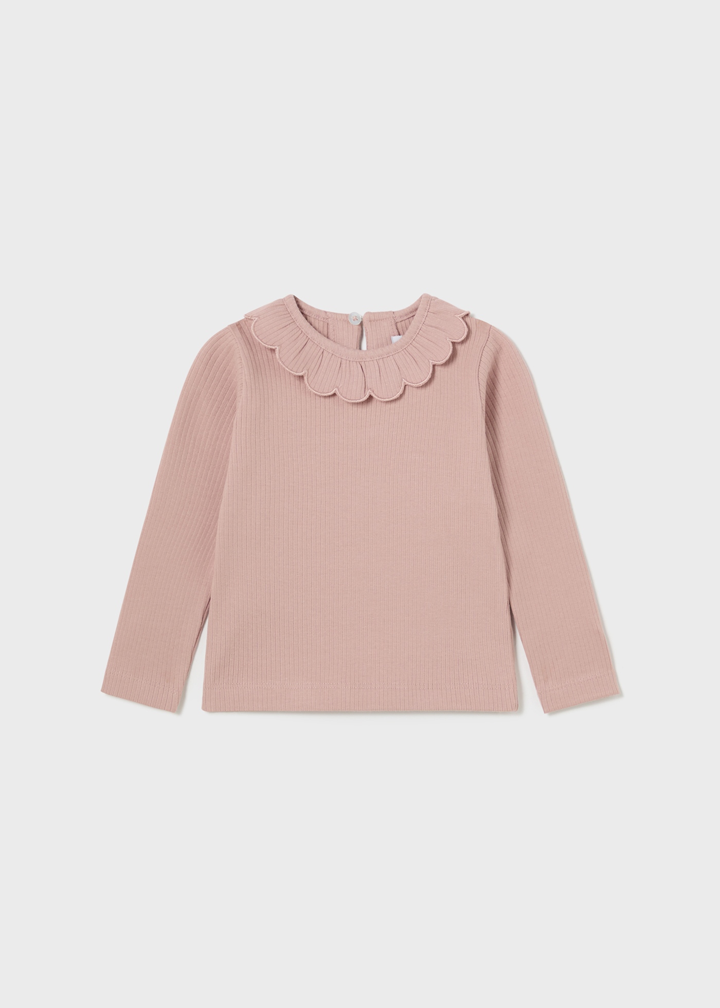 Baby Ribbed Ruffle Neck T-Shirt Blush | Mayoral