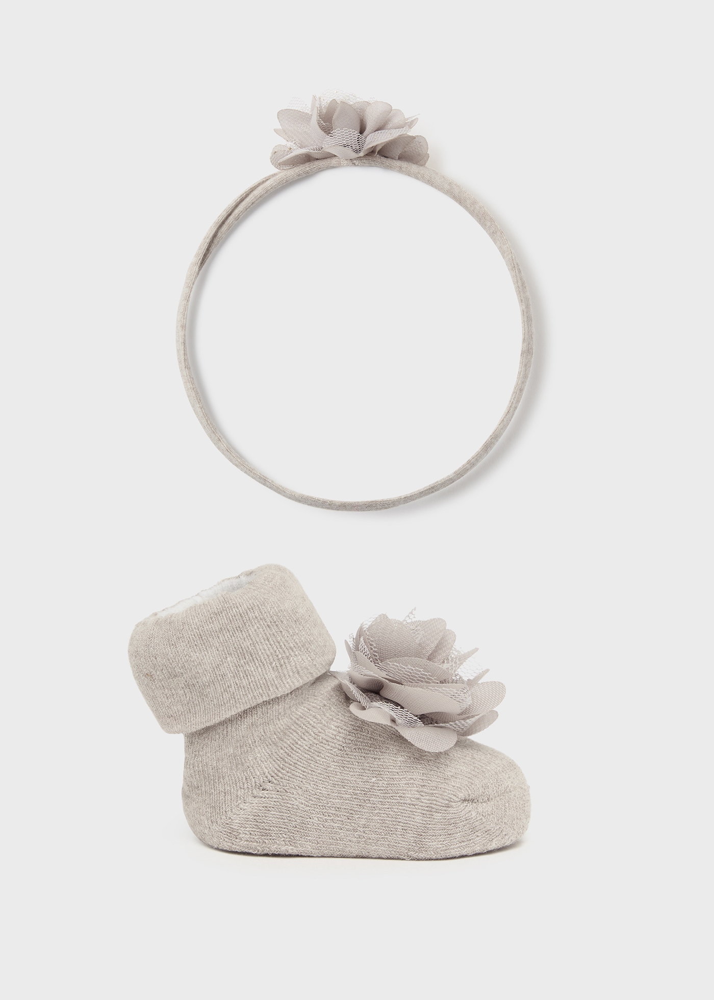 Newborn Girl Headband and Socks Set Walnut melange | Mayoral
