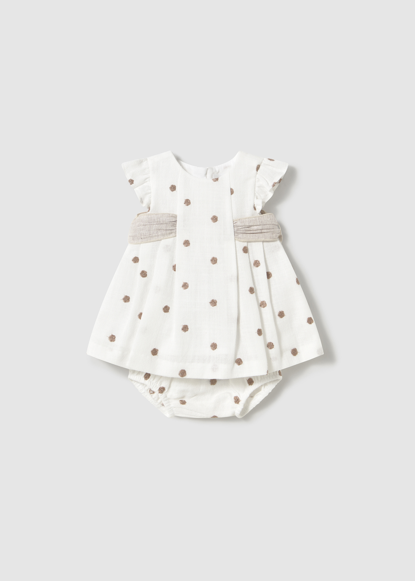 Newborn girl embroidered dress with nappy cover Cream | Mayoral