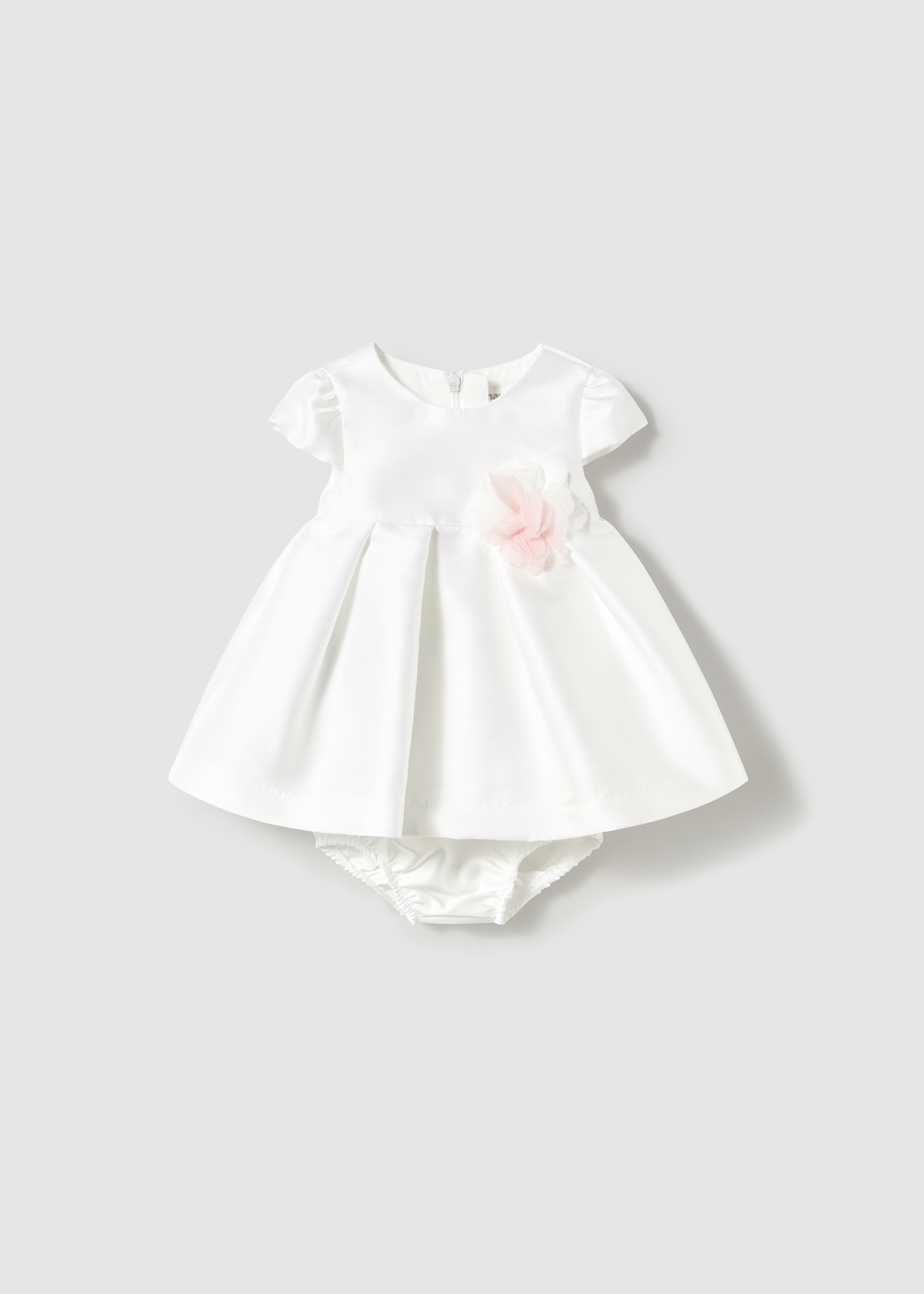 Newborn girl mikado dress with nappy cover Cream | Mayoral