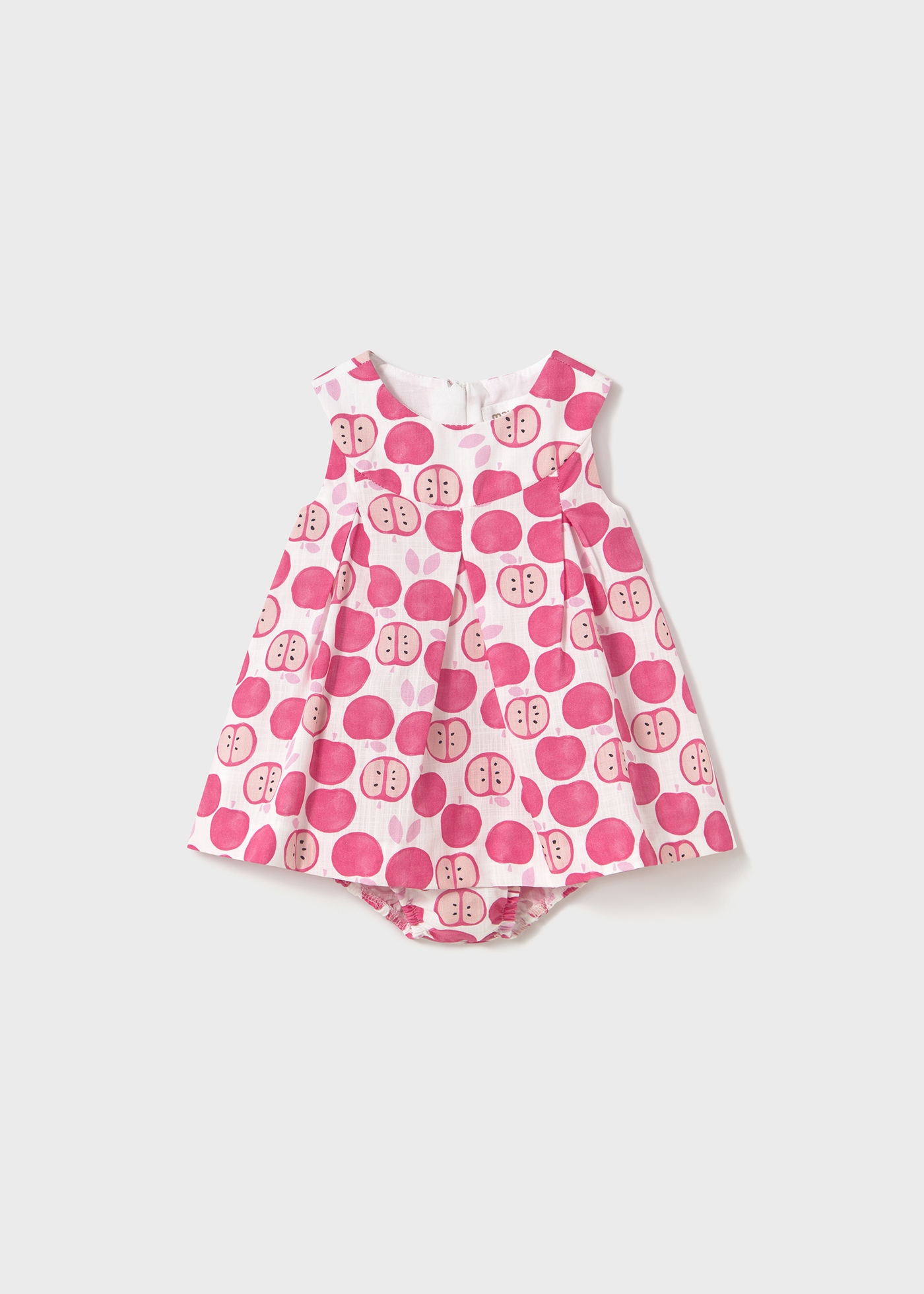 Newborn girl fruit print dress with nappy cover Rasberry | Mayoral