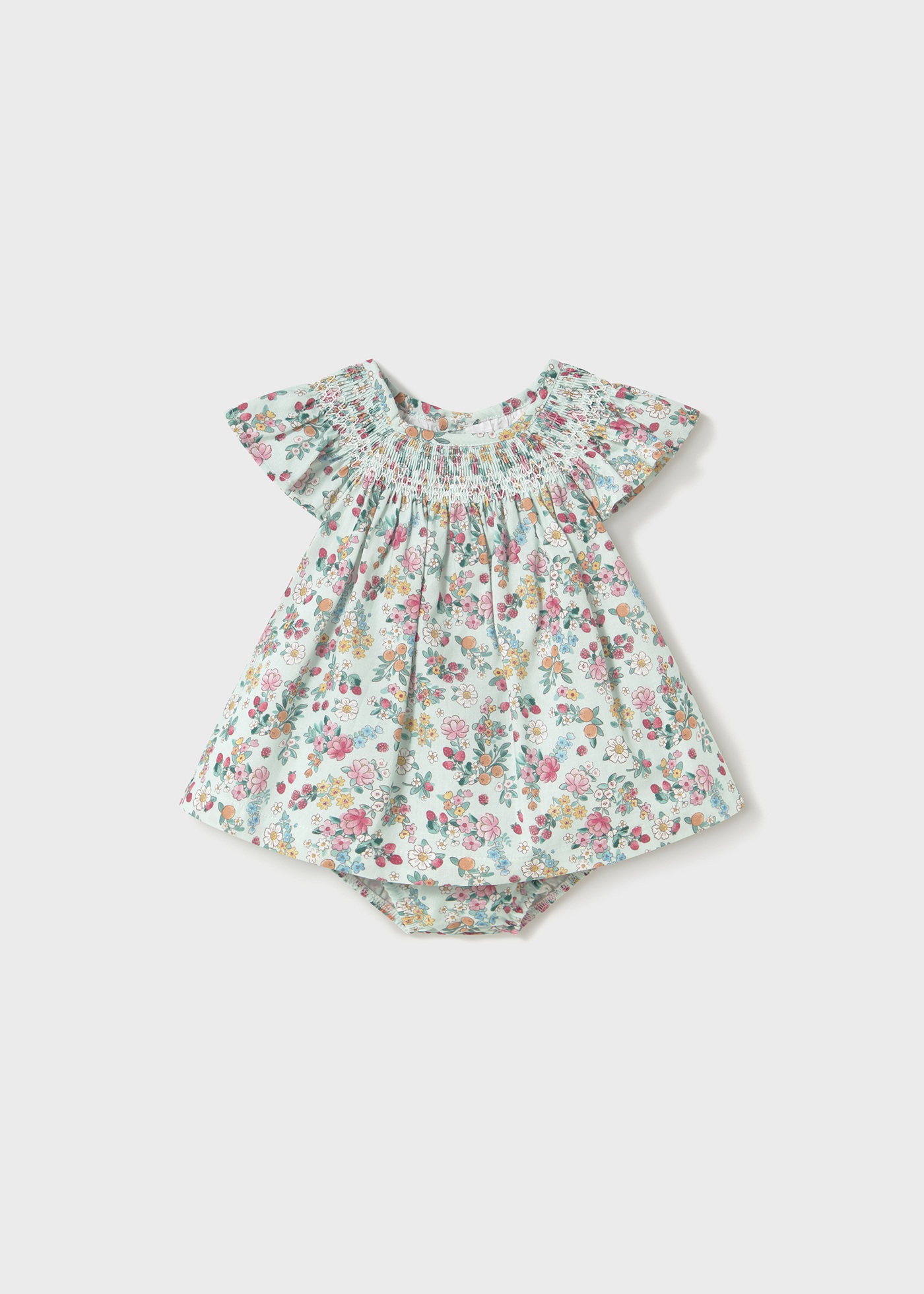 Newborn girl floral dress with nappy cover Jade | Mayoral