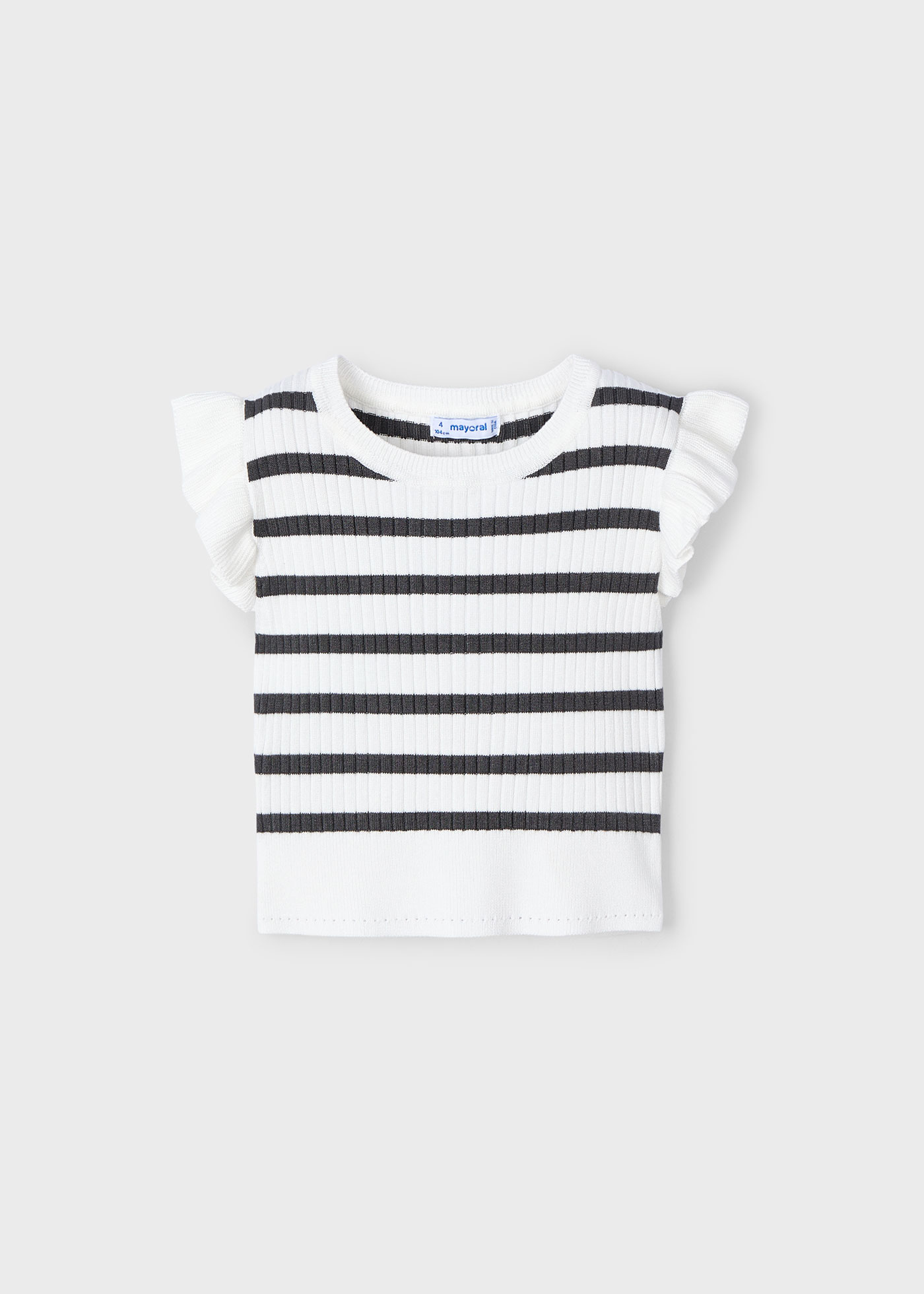 Girl ribbed tricot top White-Anthracite | Mayoral