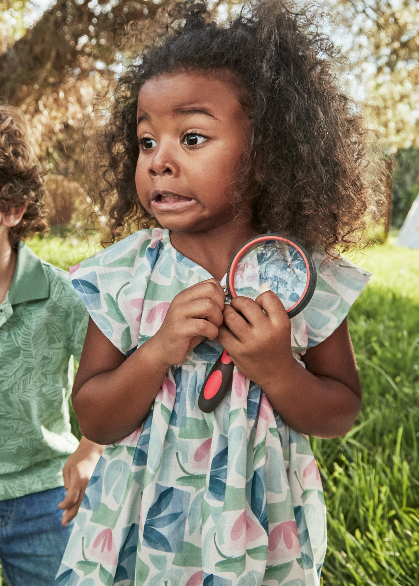 Girl Geometric Floral Print Dress Mint | Mayoral