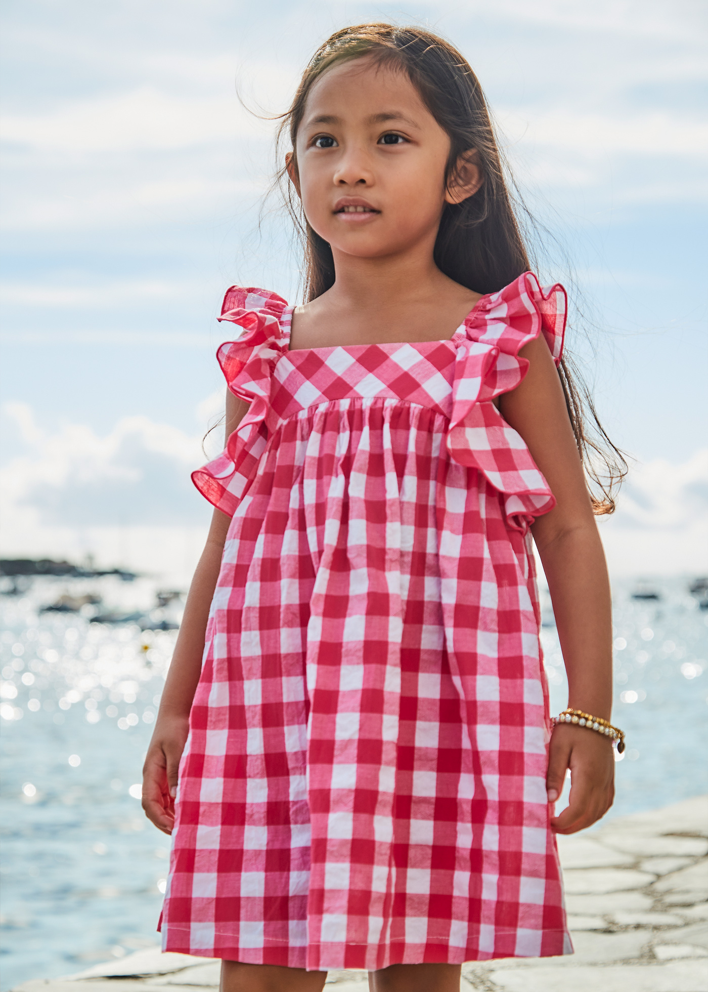 Robe à carreaux vichy fille Pivoine | Mayoral