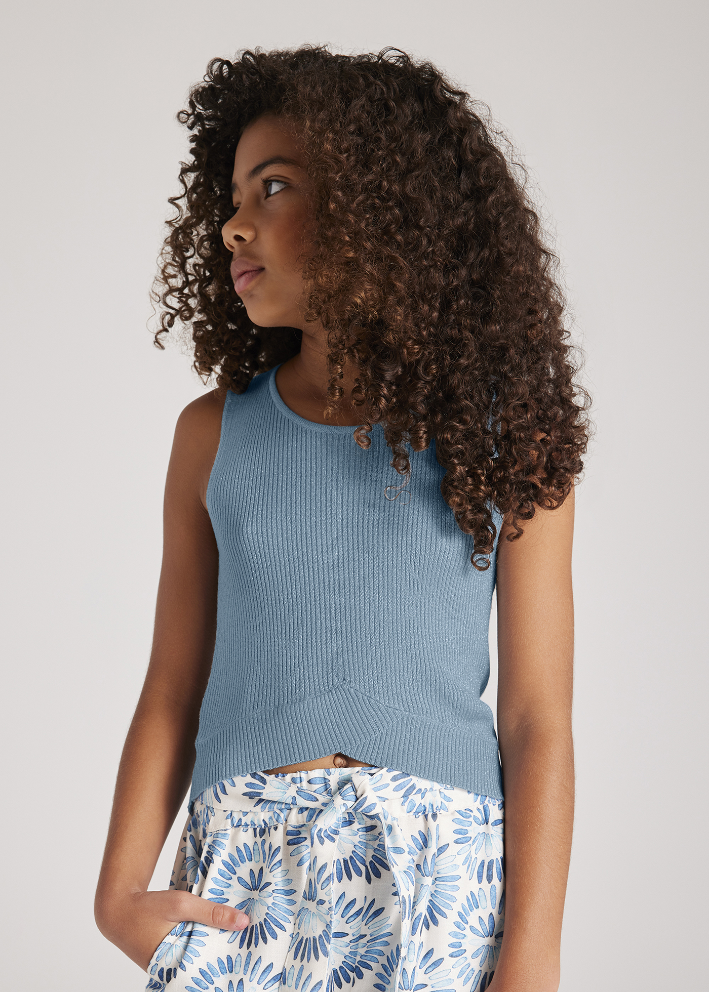 Girl Ribbed Knit Top Lake | Mayoral