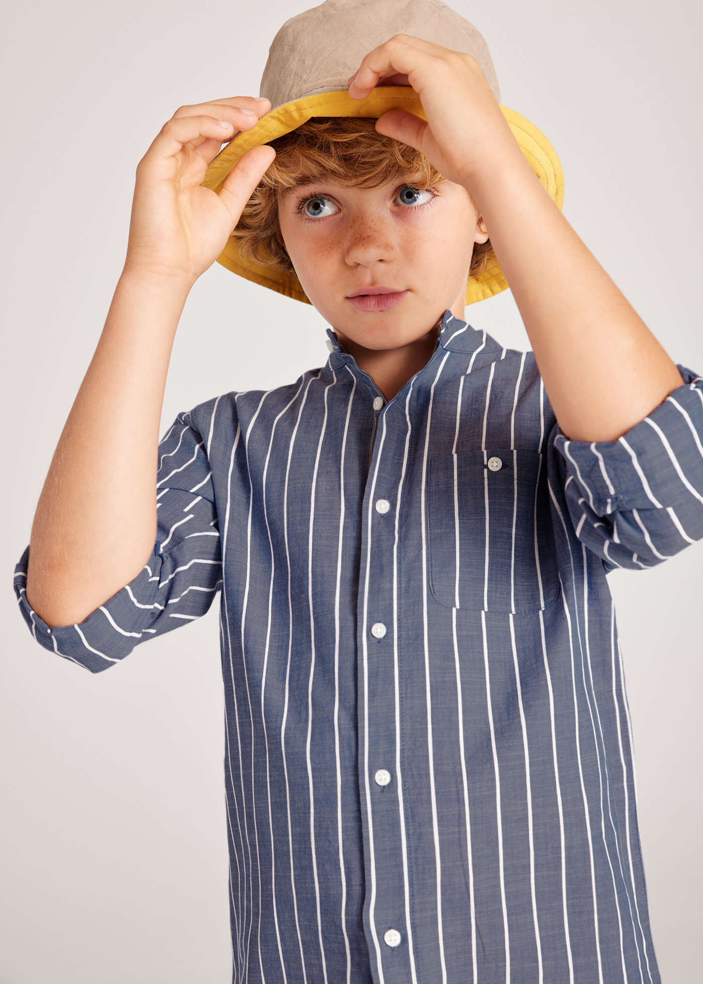 Boy Long Sleeve Band-Collar Shirt Navy | Mayoral