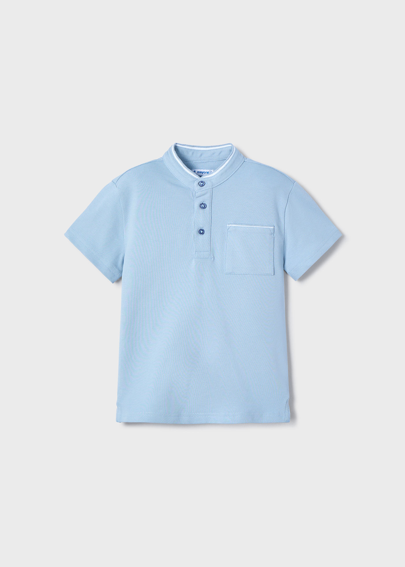 Boy Mandarin Collar Polo Shirt Pearl | Mayoral