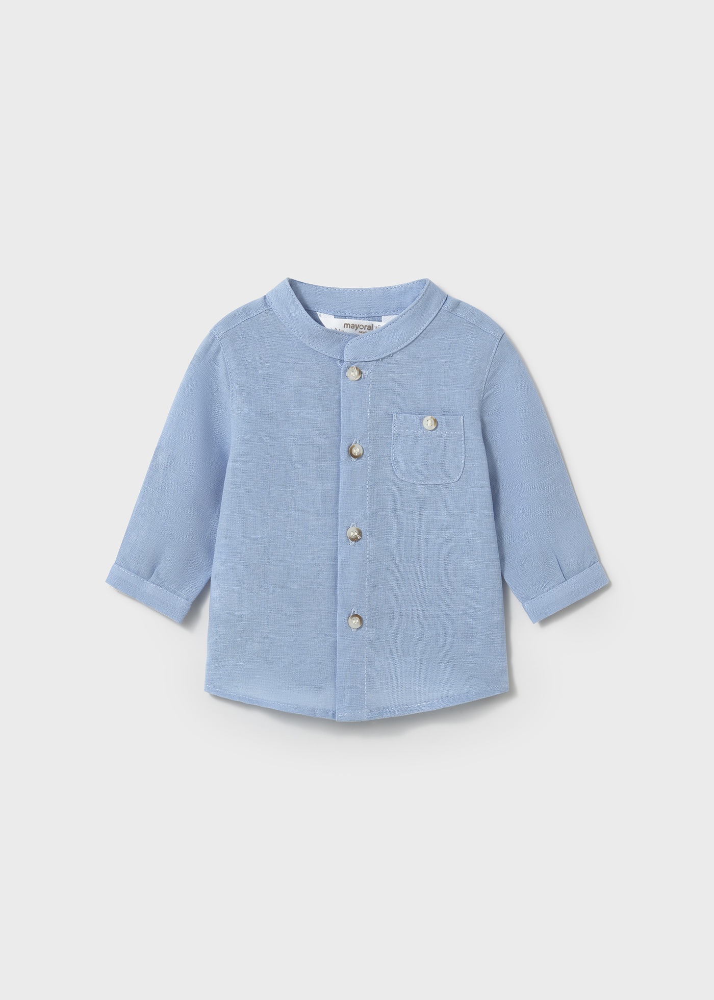 Newborn Mandarin Collar Shirt Sky blue | Mayoral