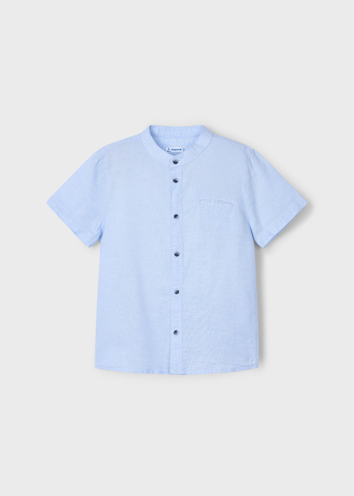 Boy Linen Mandarin Collar Shirt Light blue | Mayoral