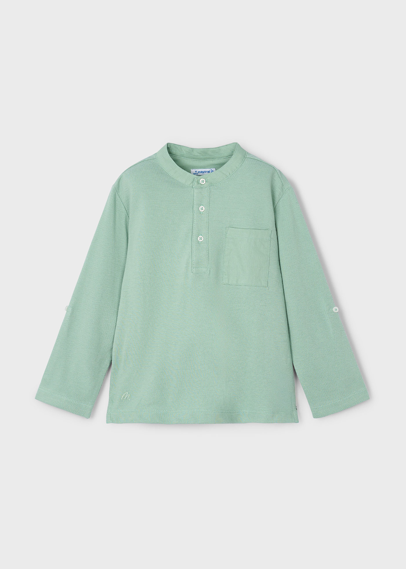 Boy Long Sleeve Mandarin Collar Polo Bay leaf | Mayoral