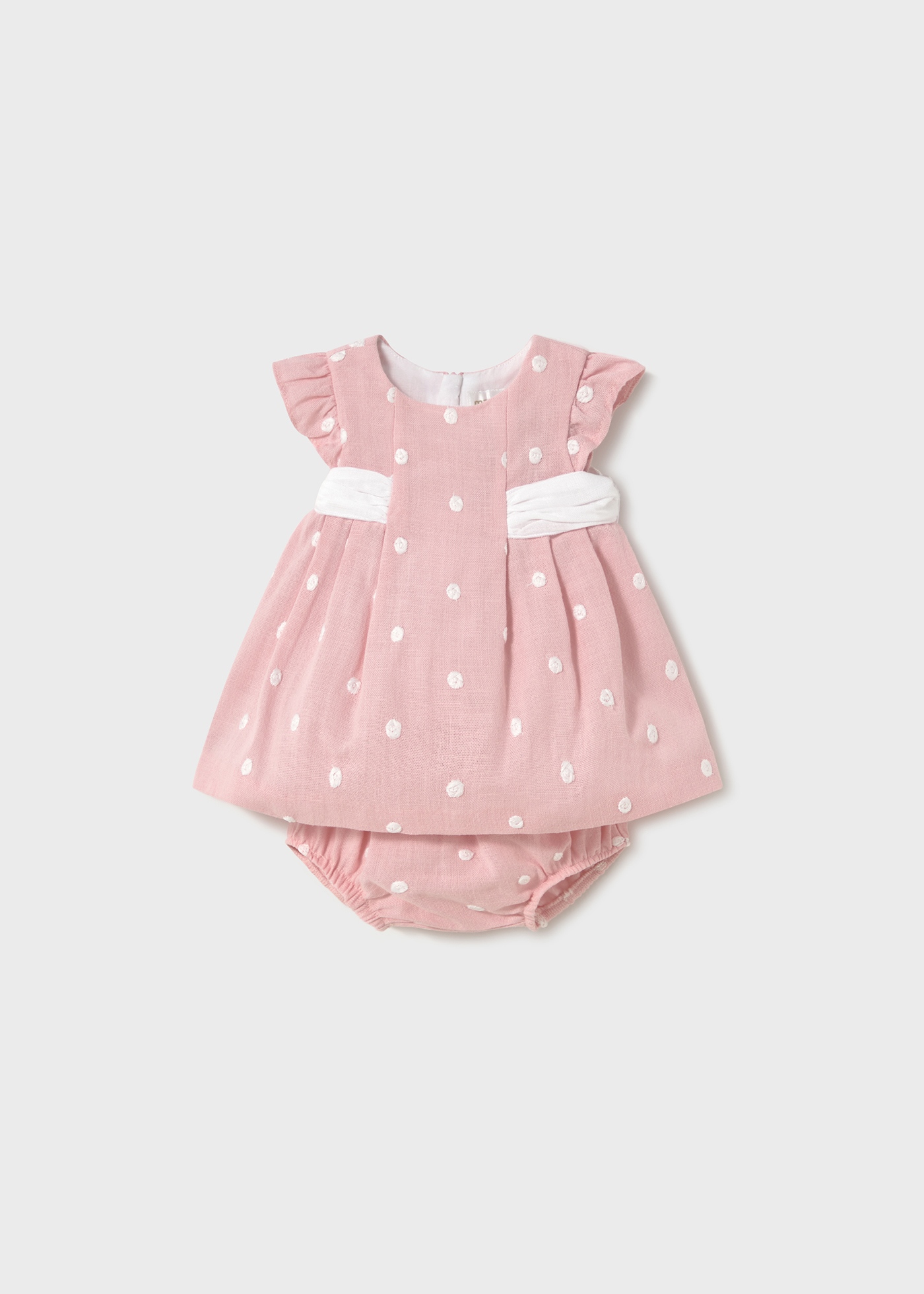 Newborn girl embroidered dress with nappy cover Baby pink | Mayoral