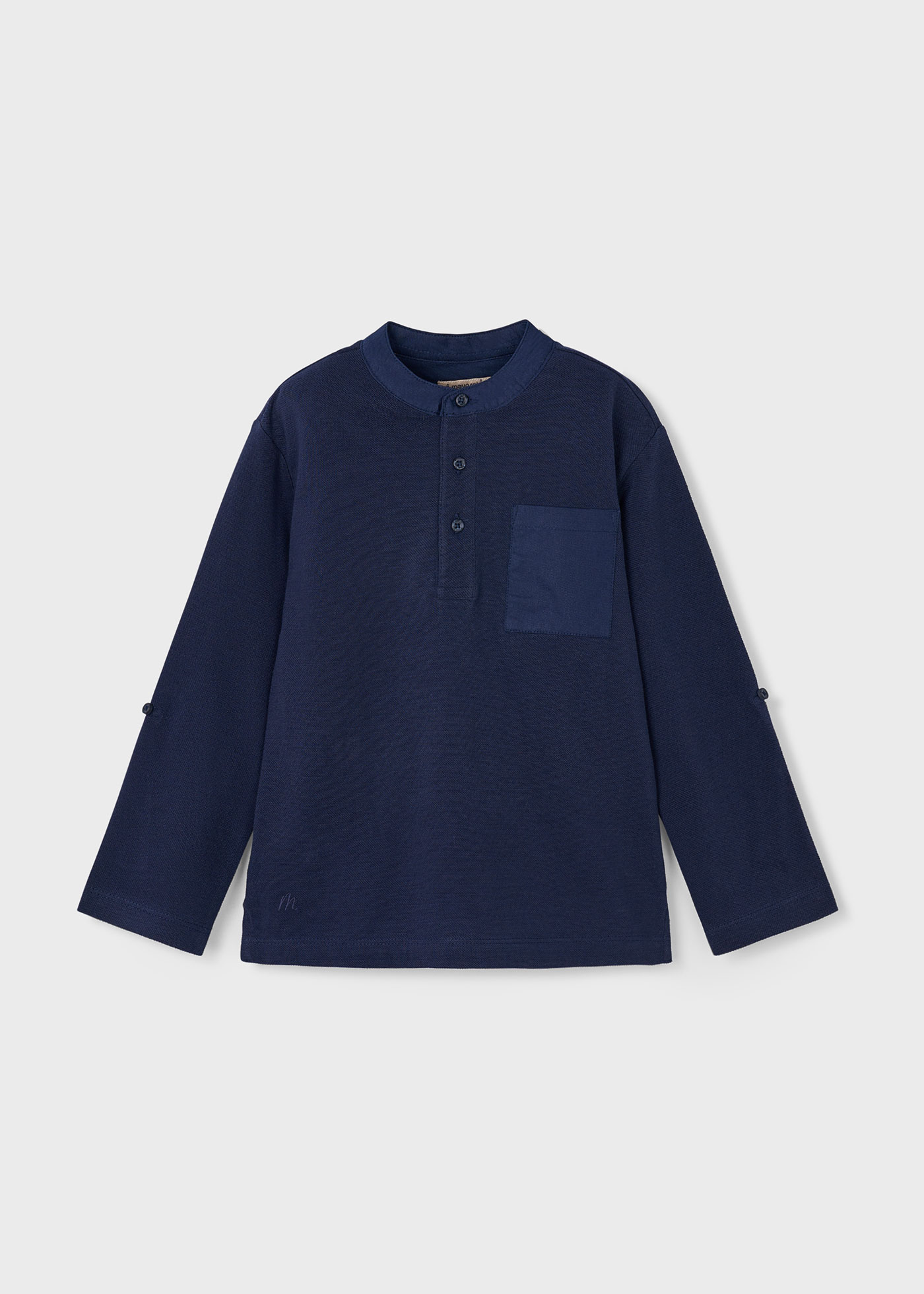 Boy Long Sleeve Mandarin Collar Polo Navy | Mayoral