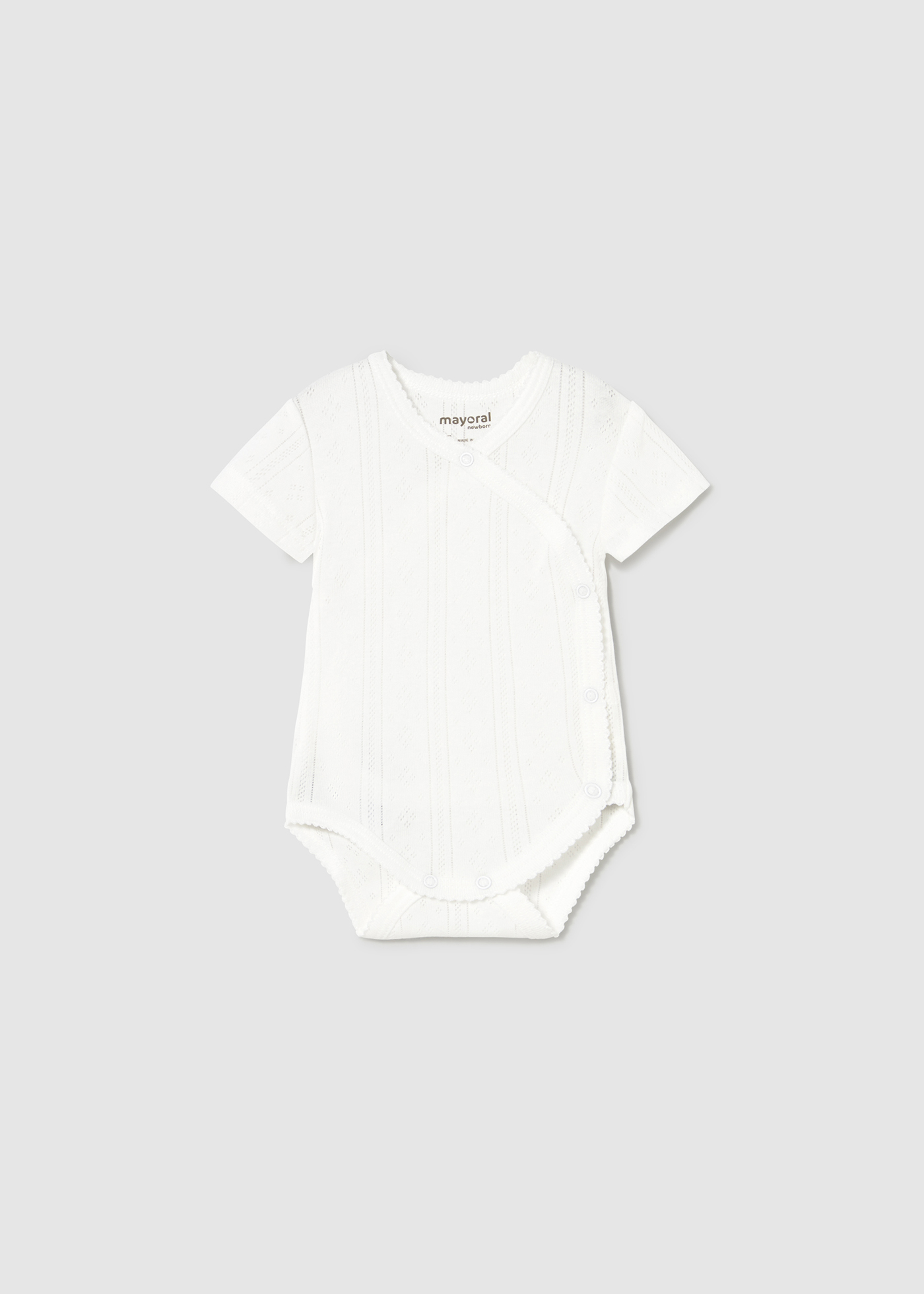 Newborn Short Sleeve Openwork Bodysuit Natural | Mayoral