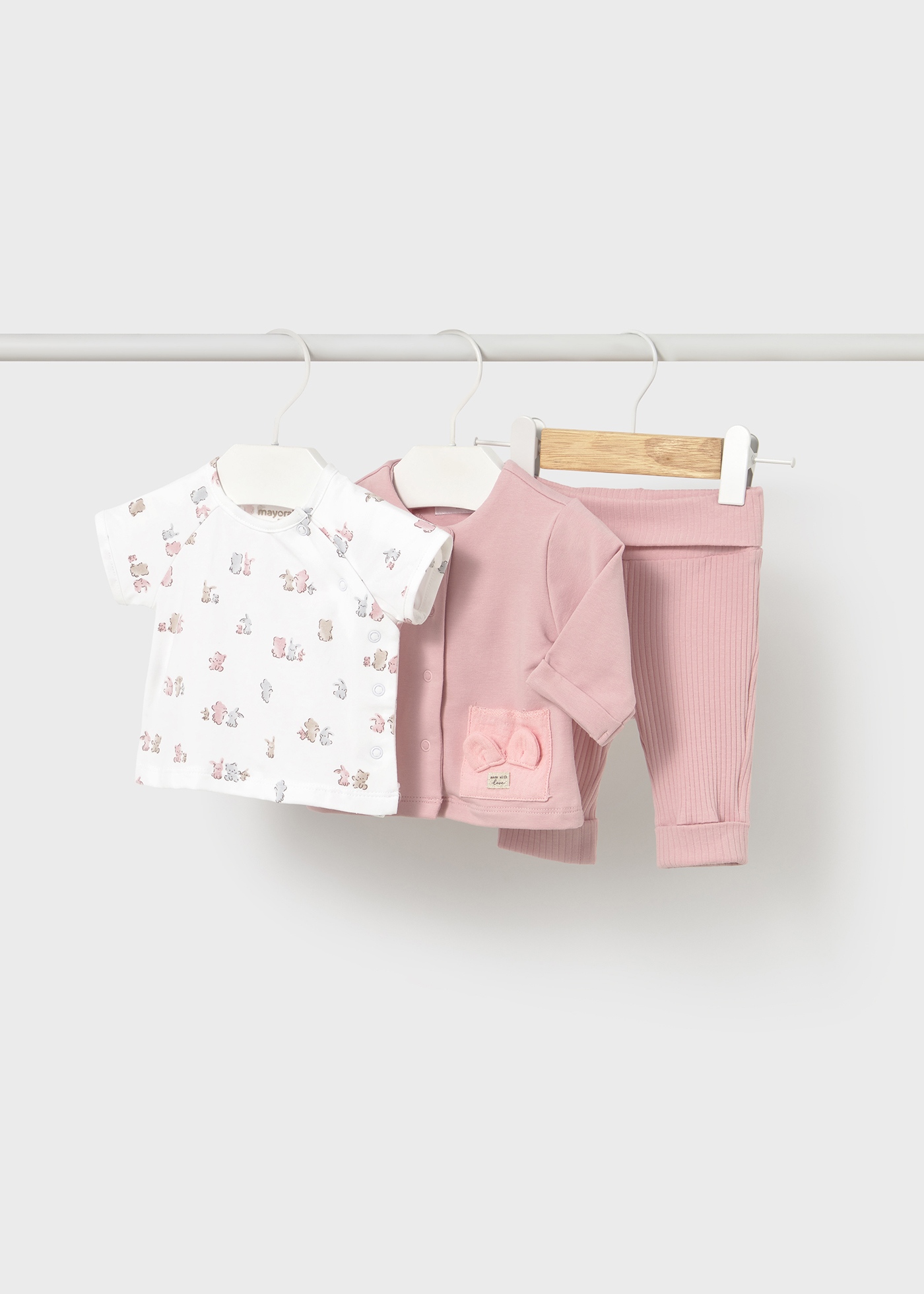 Newborn girl print tracksuit set Baby pink | Mayoral