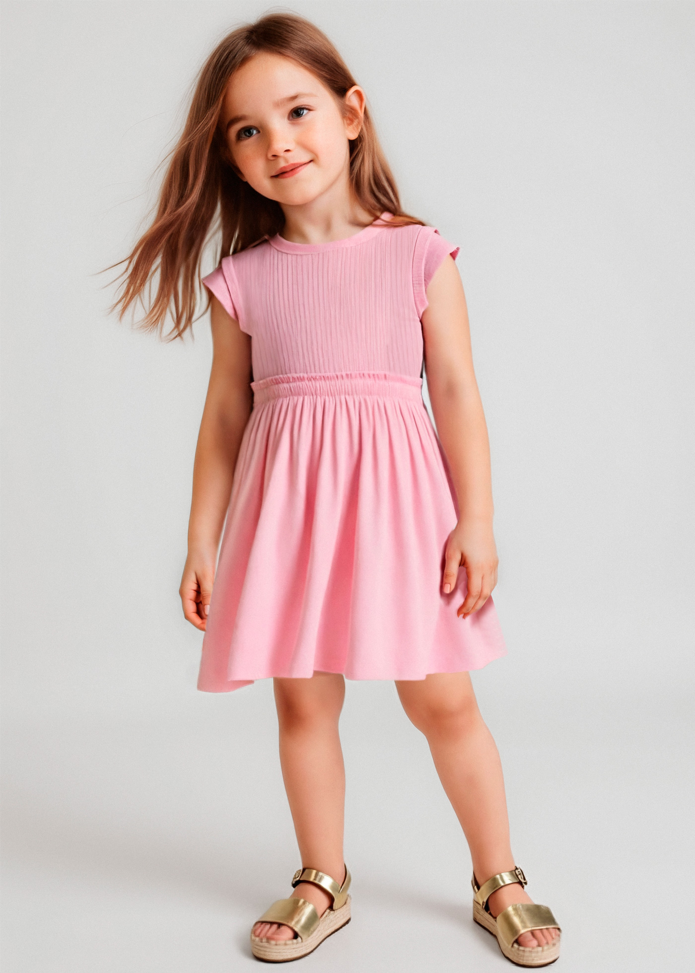 Girl Ribbed Combined Dress Rosy | Mayoral