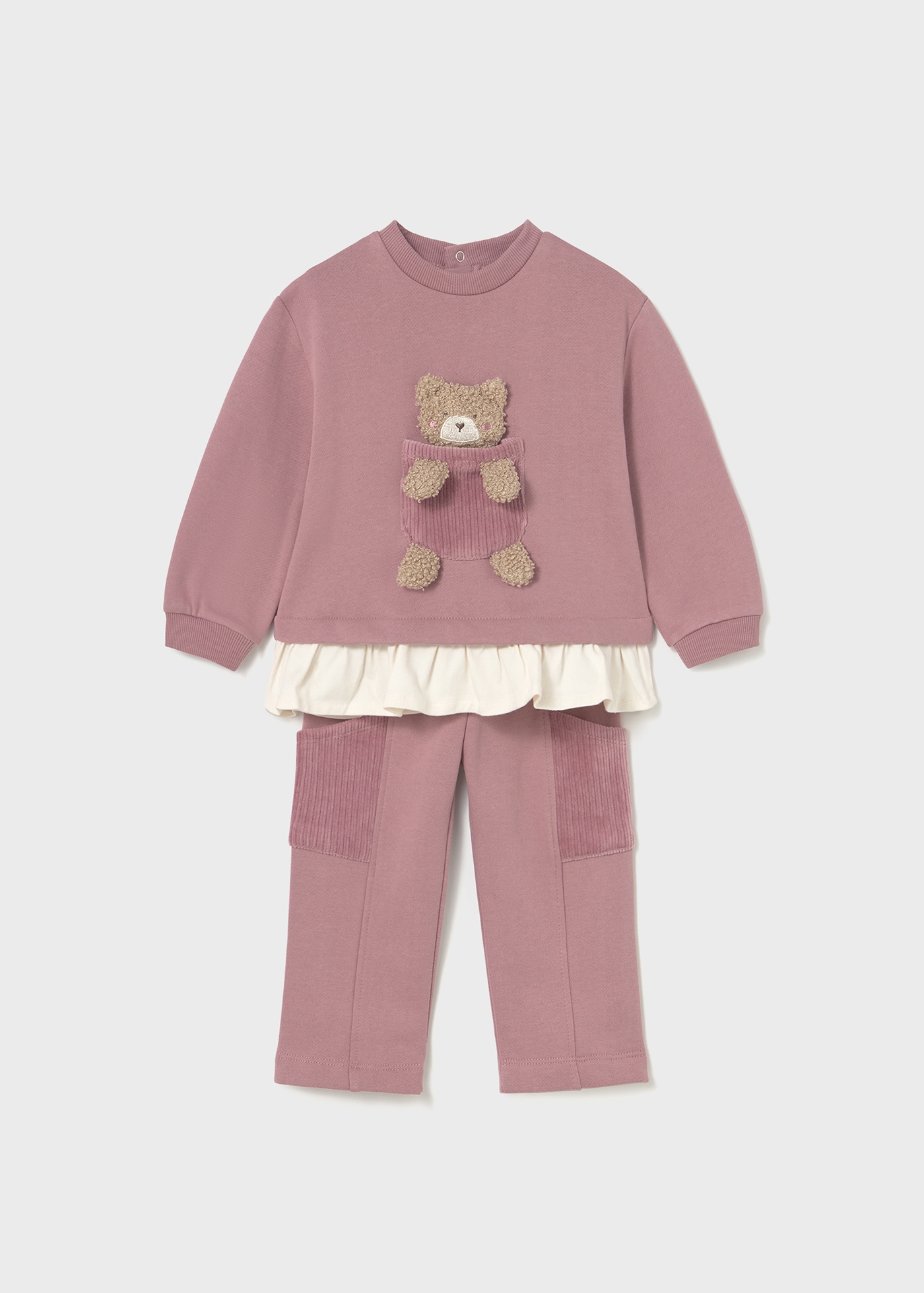 Baby 2-Piece Teddy Bear Tracksuit Set Orchid | Mayoral