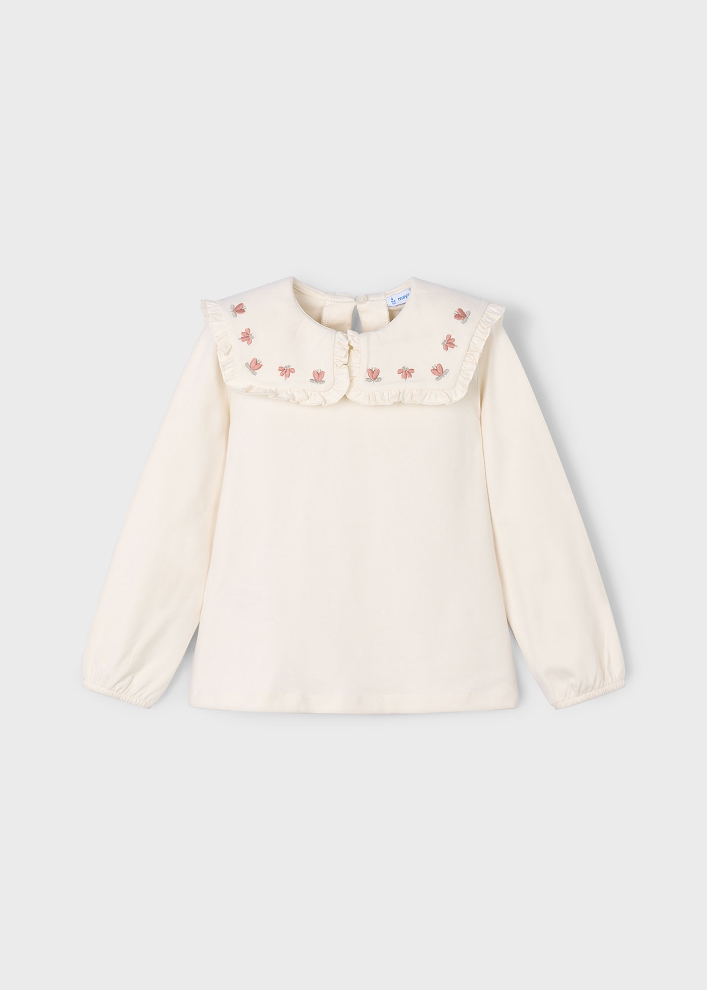 Girl Ruffled Collar Top Macchiato | Mayoral