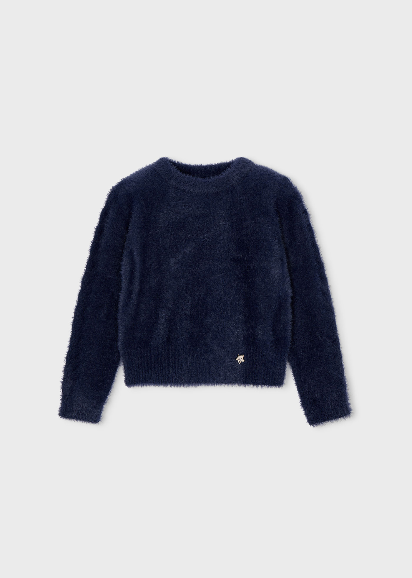 Girl Faux Fur Knit Sweater Navy | Mayoral