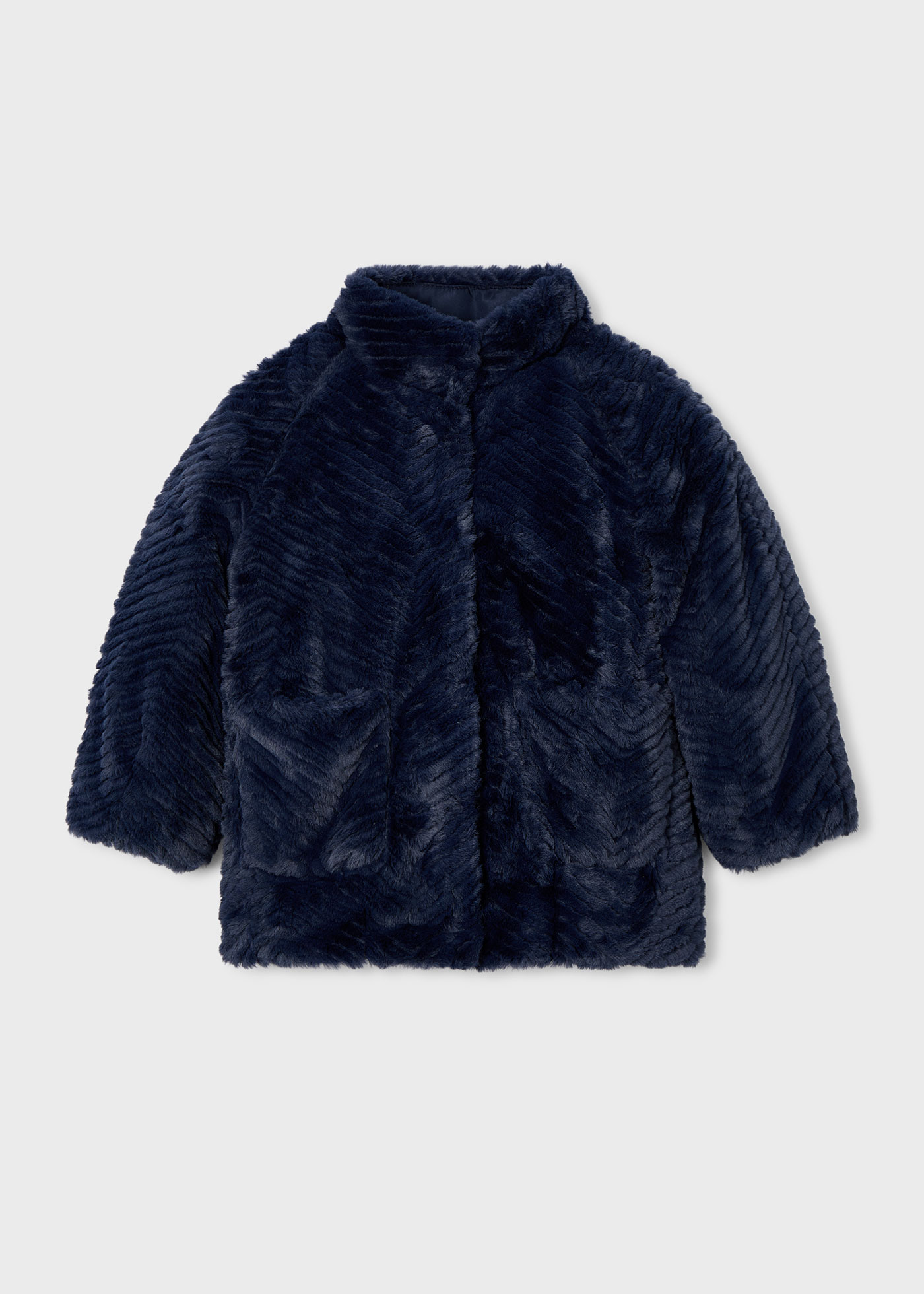 Girl Faux Fur Coat Navy | Mayoral