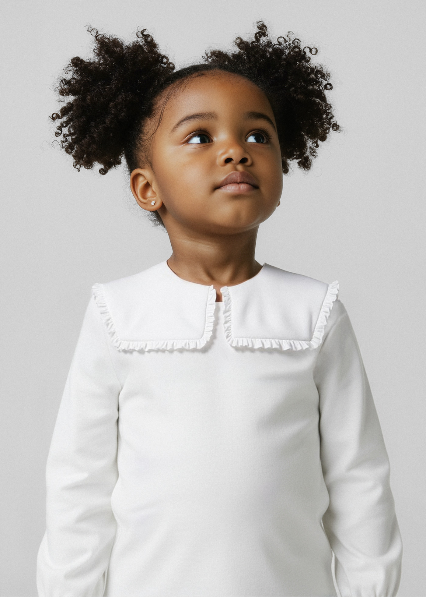 Girl Ruffled Collar Top Cream | Mayoral