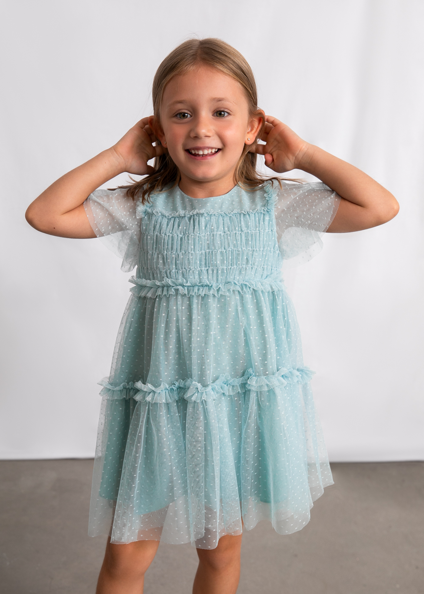Girl Plumeti Tulle Dress Lake | Mayoral